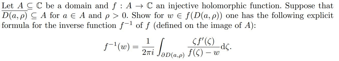 Solved Let A⊆C be a domain and f:A→C an injective | Chegg.com
