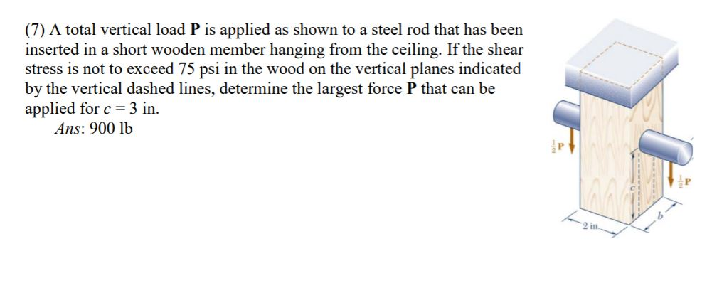 Solved (7) A total vertical load P is applied as shown to a | Chegg.com