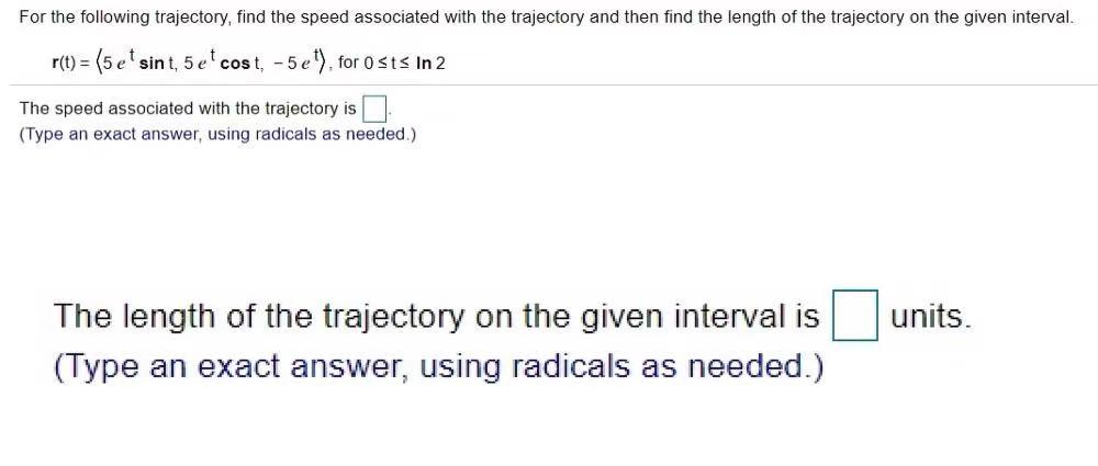 Solved For the following trajectory, find the speed | Chegg.com