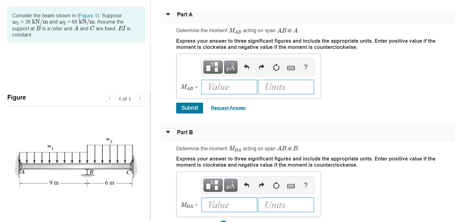 Solved Part A Consider the beam shown in (Figure 1). Suppose | Chegg.com