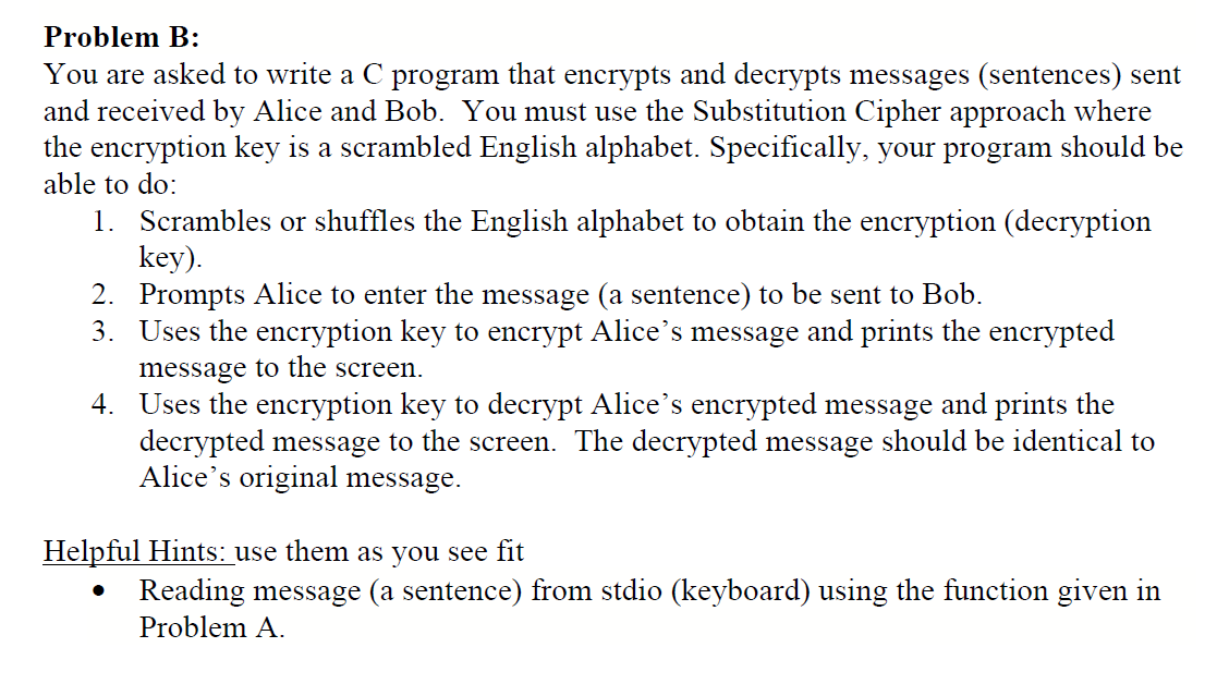 Solved Problem B: You are asked to write a C program that | Chegg.com