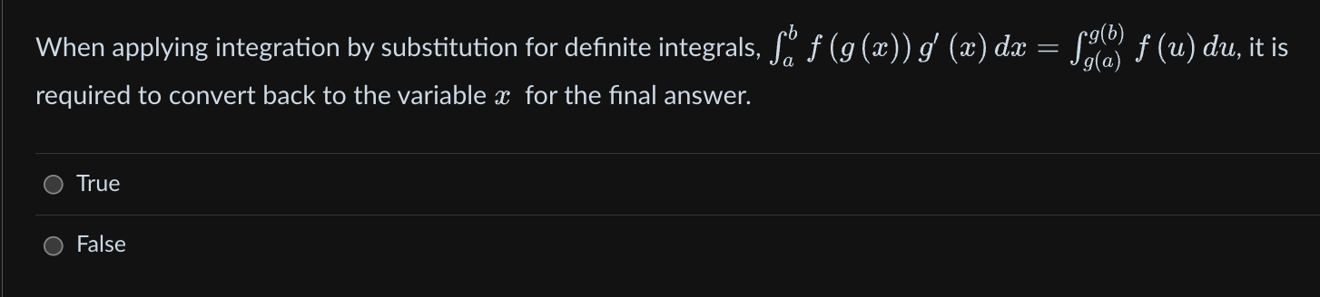 Solved When applying integration by substitution for | Chegg.com