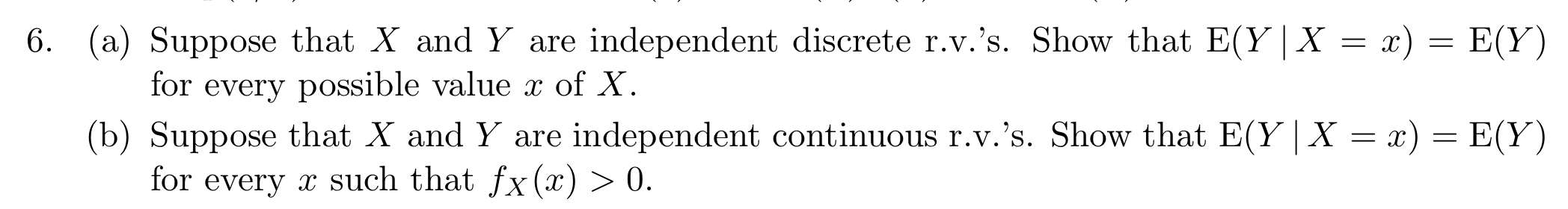 Solved 6. (a) Suppose that X and Y are independent discrete | Chegg.com