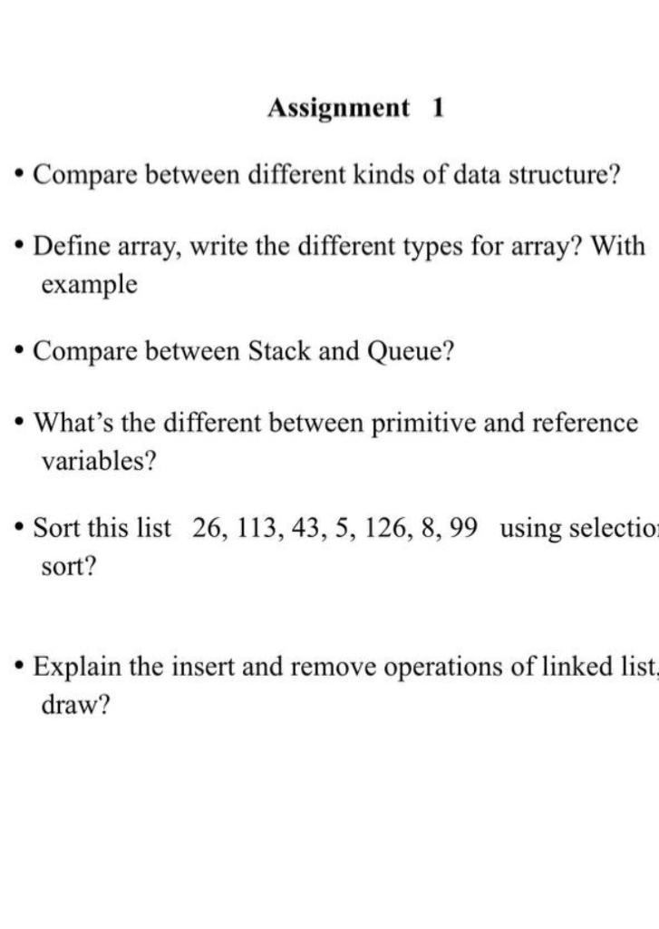 Solved Assignment 1 Compare between different kinds of data | Chegg.com