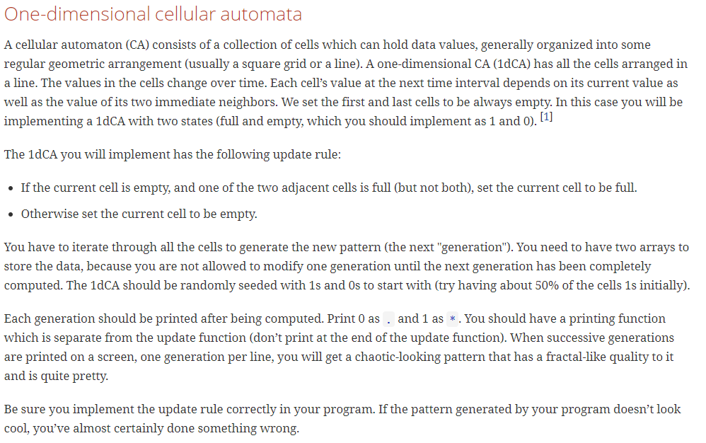 Solved One-dimensional cellular automata A cellular | Chegg.com