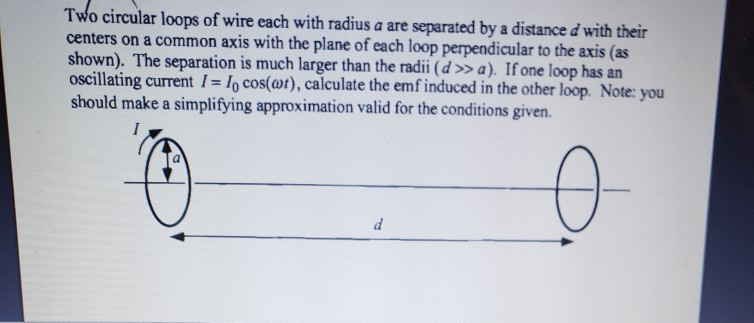 Solved Two circular loops of wire each with radius a are | Chegg.com