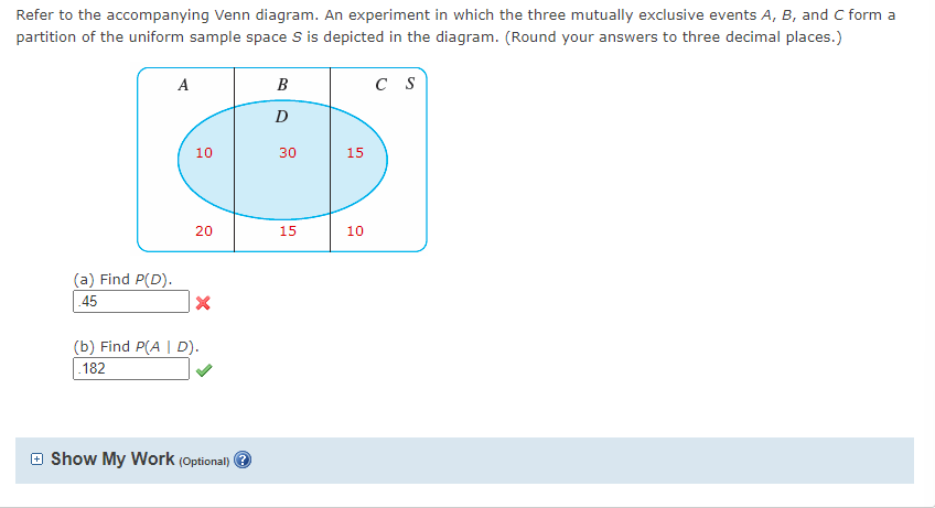 Solved Refer to the accompanying Venn diagram. An experiment | Chegg.com