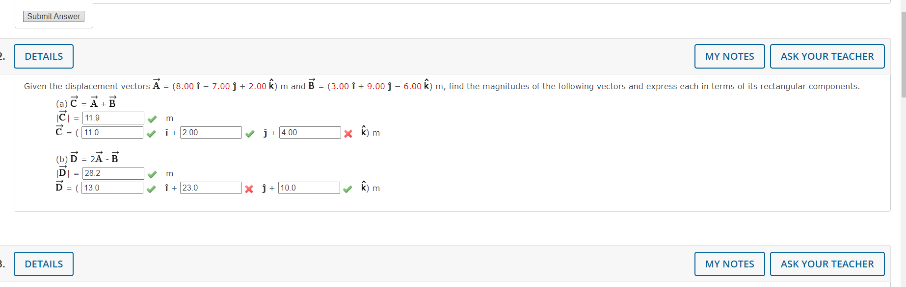 Solved displacement vectors A and B shown in the figure | Chegg.com
