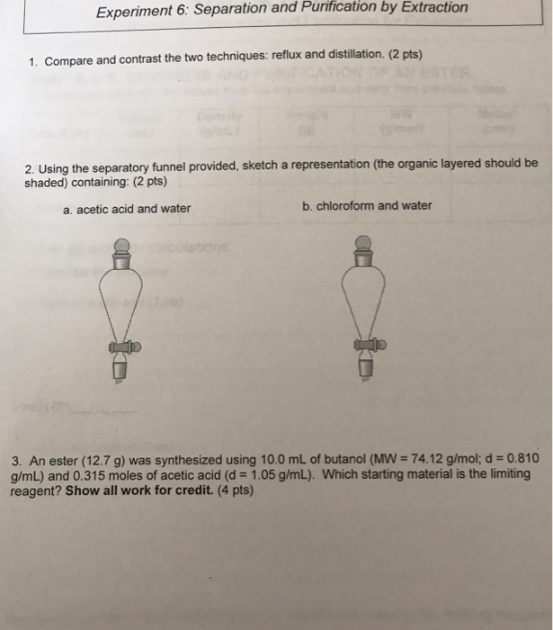 Solved Experiment 6: Separation and Purification by | Chegg.com