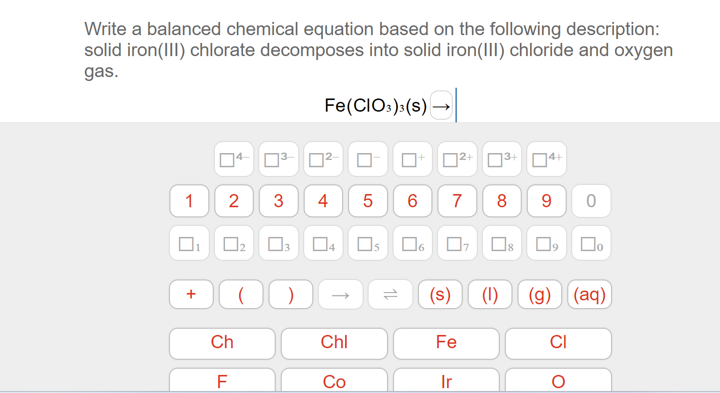 Solved Write A Balanced Chemical Equation Based On The