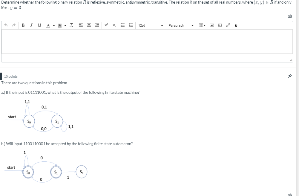 Solved Determine whether the following binary relation R is | Chegg.com