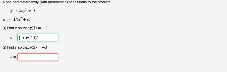 Solved A one parameter family (with parameter 𝑐c) of | Chegg.com