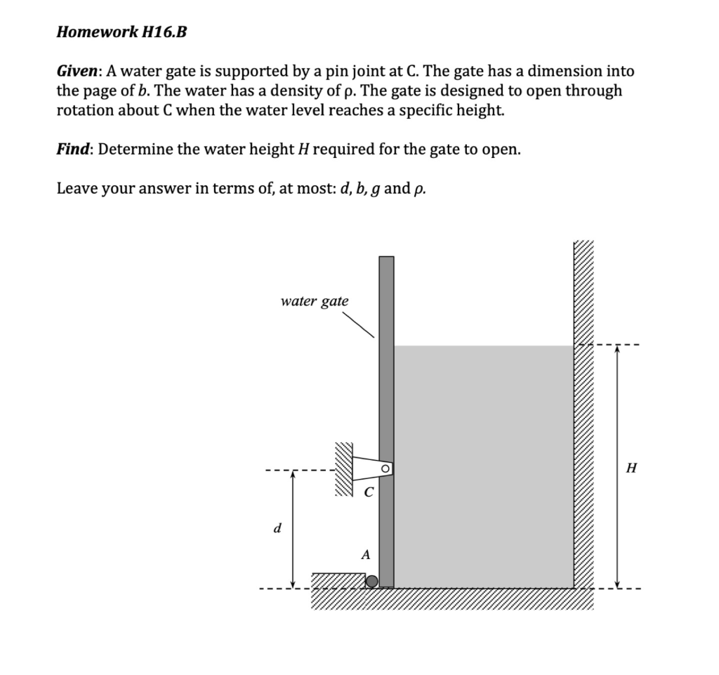 Solved: Homework H16.B Given: A Water Gate Is Supported By... | Chegg.com Solved: Homework H16.B Given: A Water Gate Is Supported By... | Chegg.com