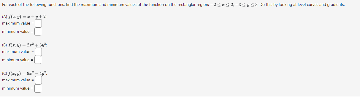 Solved For each of the following functions, find the maximum | Chegg.com