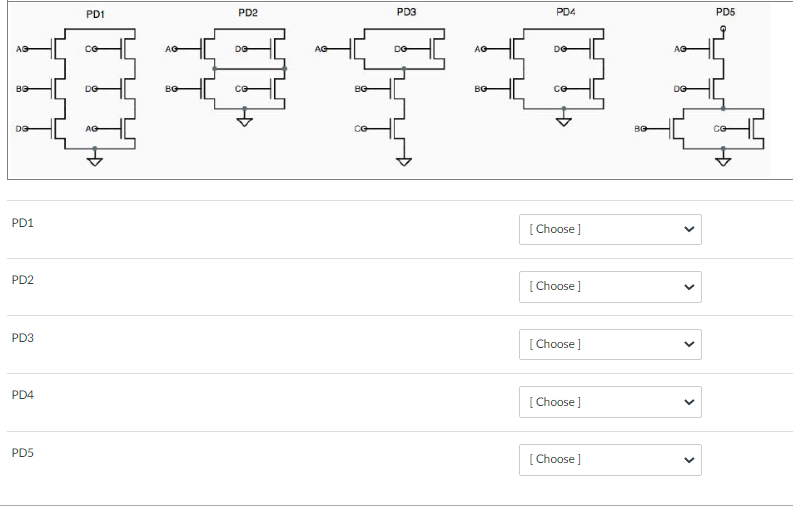 Solved Which of the above CMOS pulldown circuits would | Chegg.com