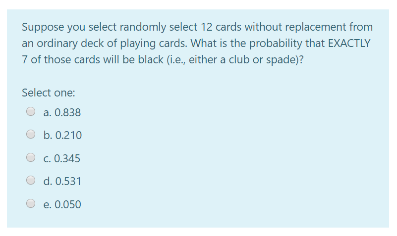 Solved Suppose you select randomly select 12 cards without | Chegg.com
