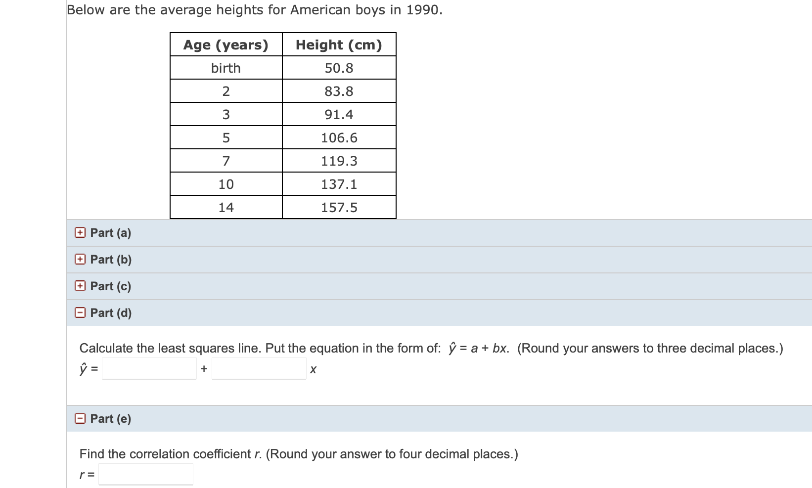 Solved Below are the average heights for American boys in | Chegg.com