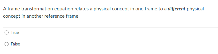 Solved A frame transformation equation relates a physical | Chegg.com