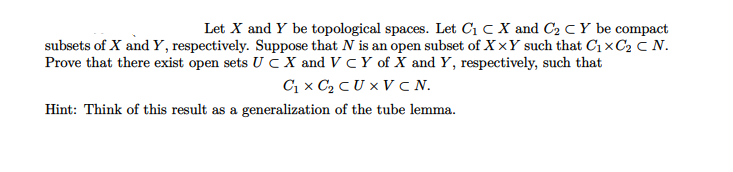 Solved Let X and Y be topological spaces. Let C1⊂X and C2⊂Y | Chegg.com