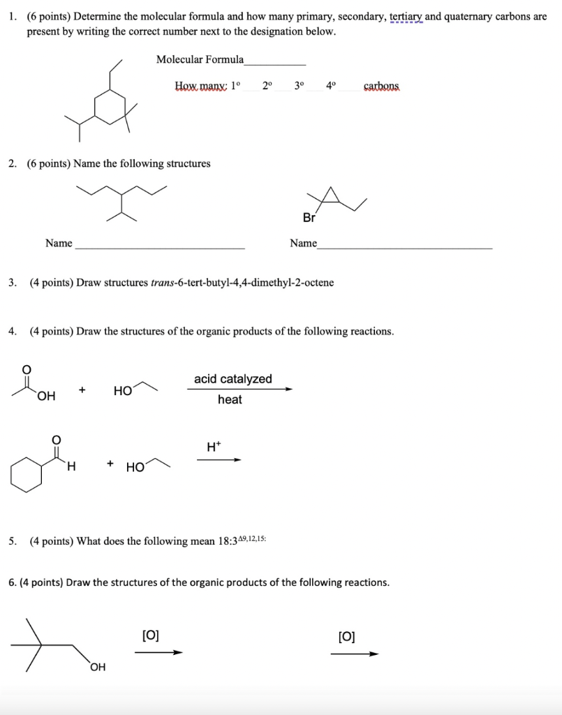 Solved 1. (6 points) Determine the molecular formula and how | Chegg.com