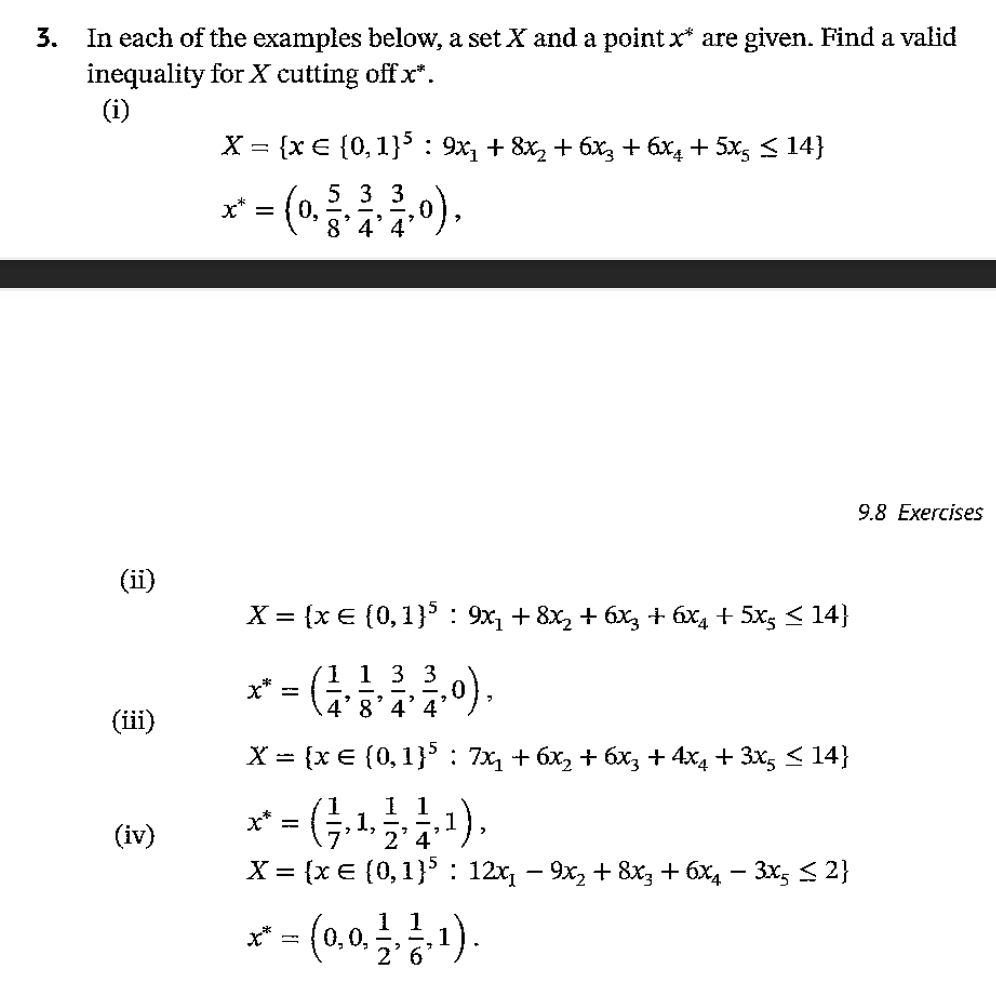 Solved In each of the examples below, a set X and a point x∗ | Chegg.com