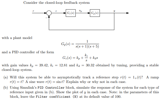 Solved Consider the closed-loop feedback system with a plant | Chegg.com