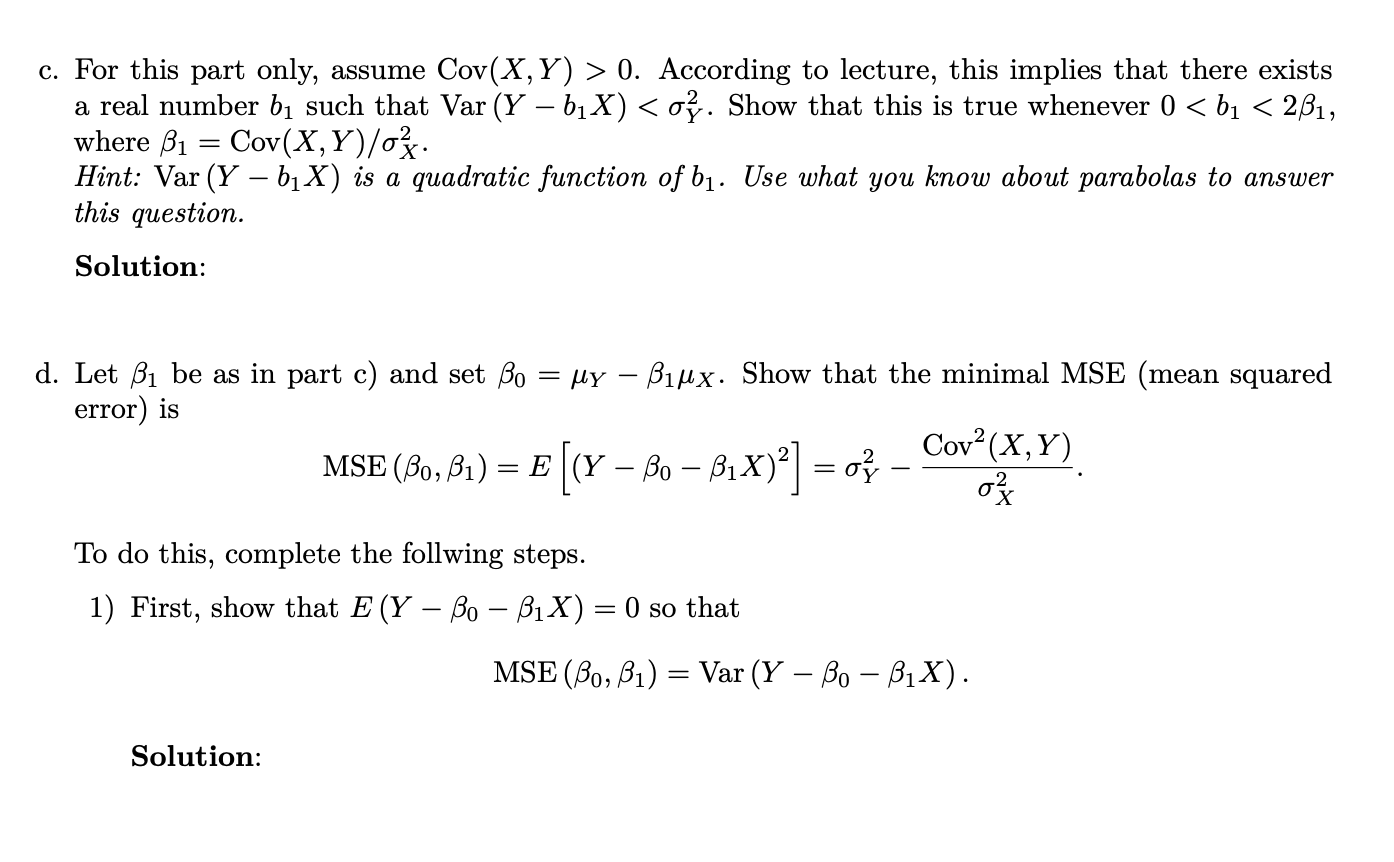 Let X and Y be random variables, with μX = E(X), μY = | Chegg.com