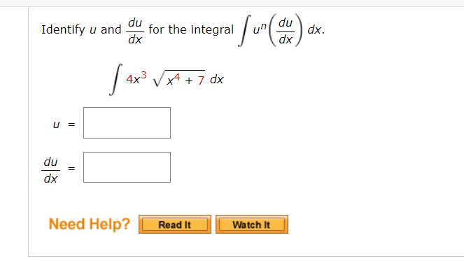 Solved Identify u and du dx for the integral (. sur en du dx | Chegg.com