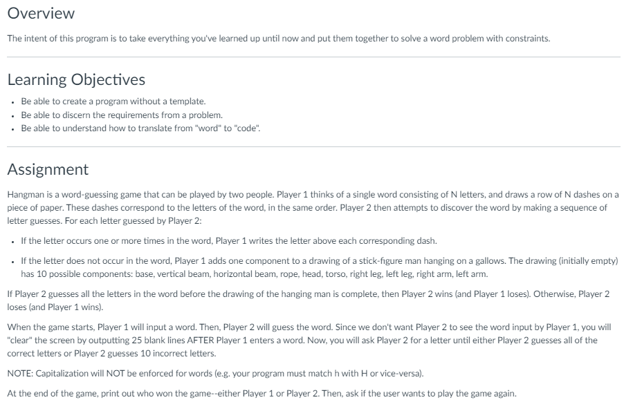 Solved Overview The intent of this program is to take | Chegg.com