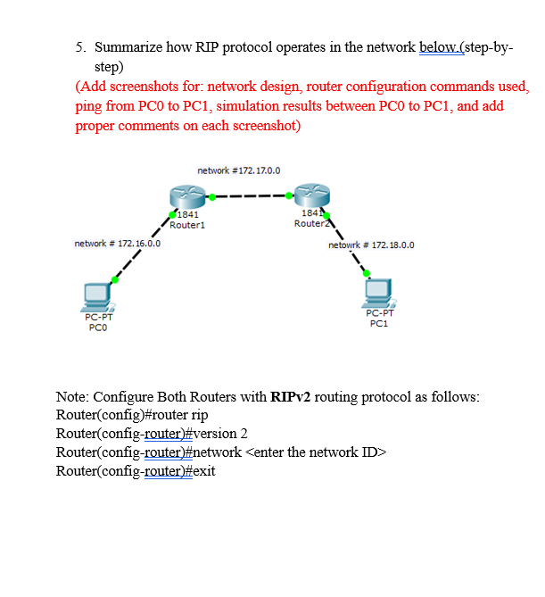 5. Summarize how RIP protocol operates in the network | Chegg.com
