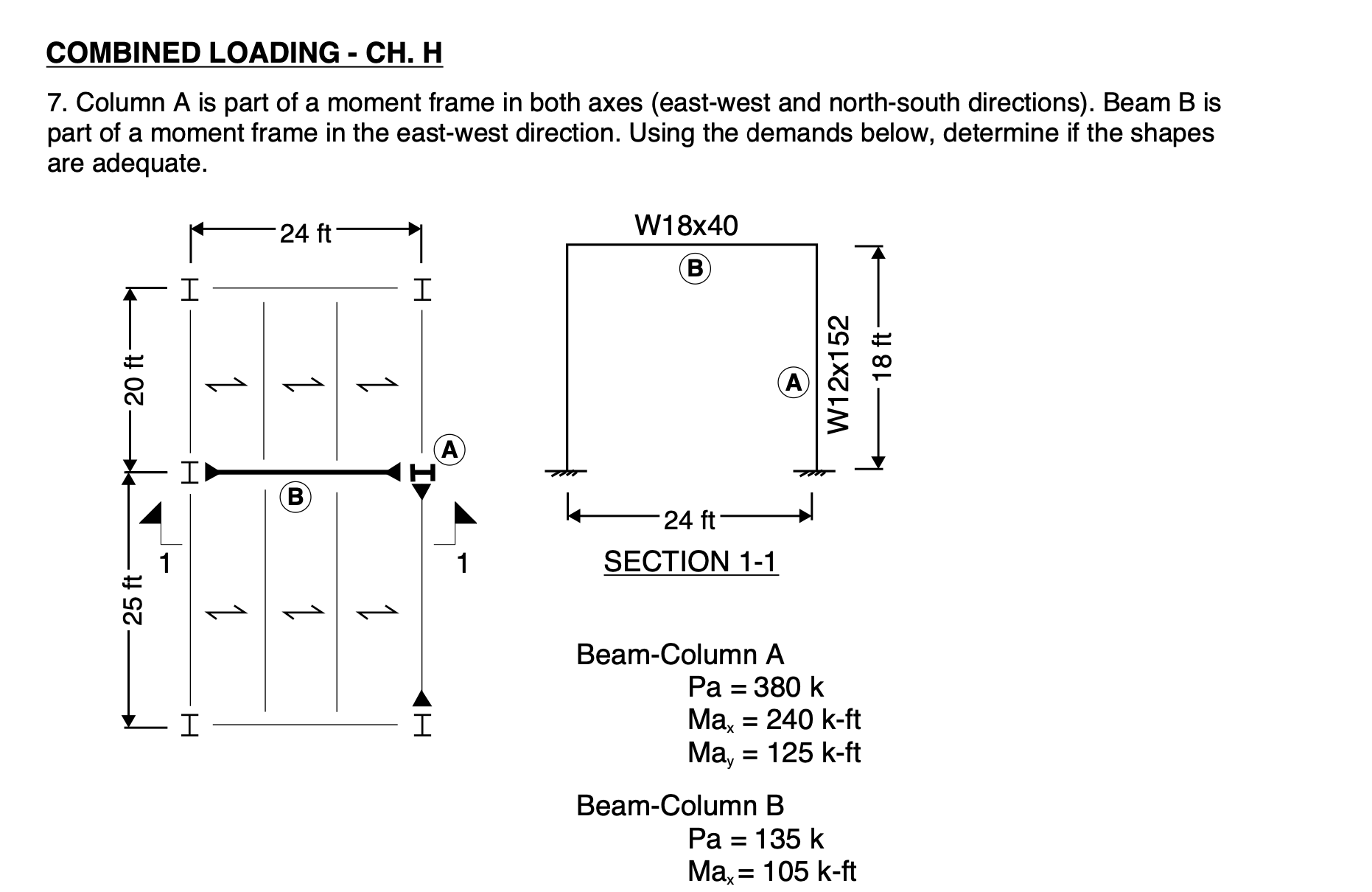 Solved 7. Column A is part of a moment frame in both axes | Chegg.com