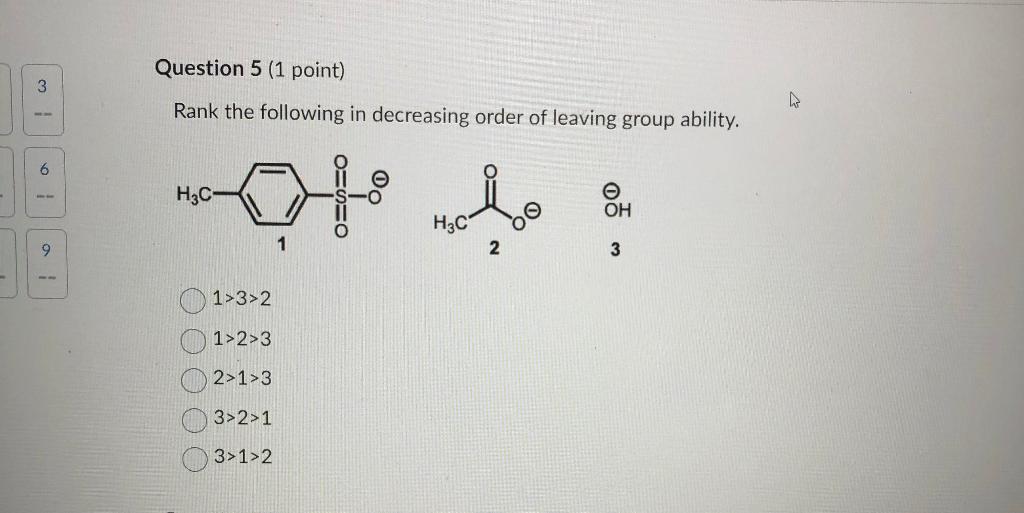Solved Rank the following in decreasing order of leaving | Chegg.com