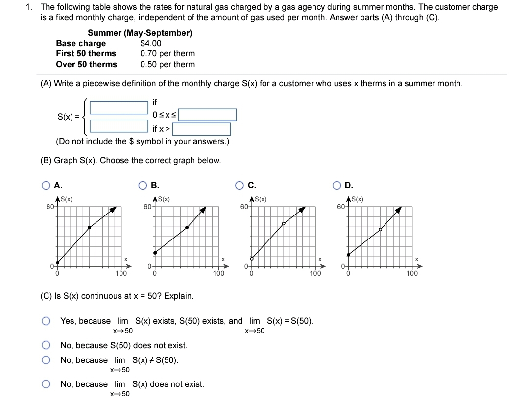 Solved The following table shows the rates for natural gas | Chegg.com
