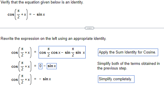 Solved Verify that the equation given below is an identity. | Chegg.com