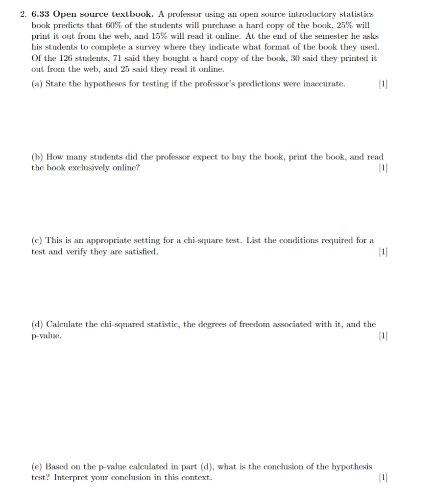 Solved 2. 6.33 Open source textbook. A professor using an | Chegg.com