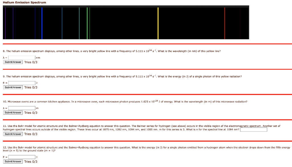 Solved Helium Emission Spectrum 8 The Helium Emission