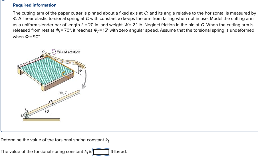 Solved Required information The cutting arm of the paper | Chegg.com