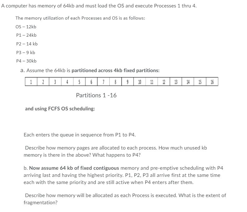 Solved A computer has memory of 64kb and must load the OS | Chegg.com