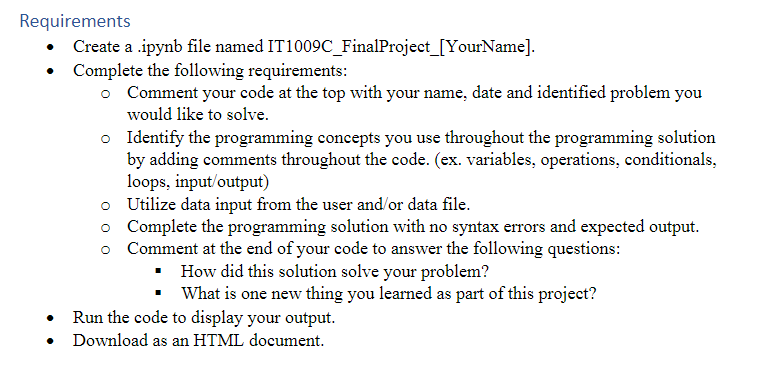 Solved RequirementsCreate a .ipynb file named | Chegg.com