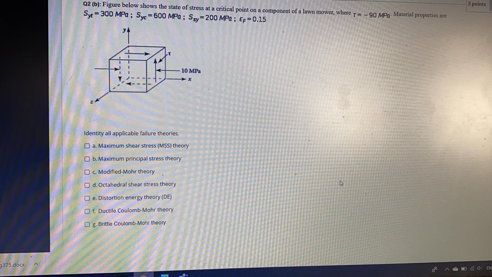 Solved 3 points Q2 (b): Figure below shows the state of | Chegg.com