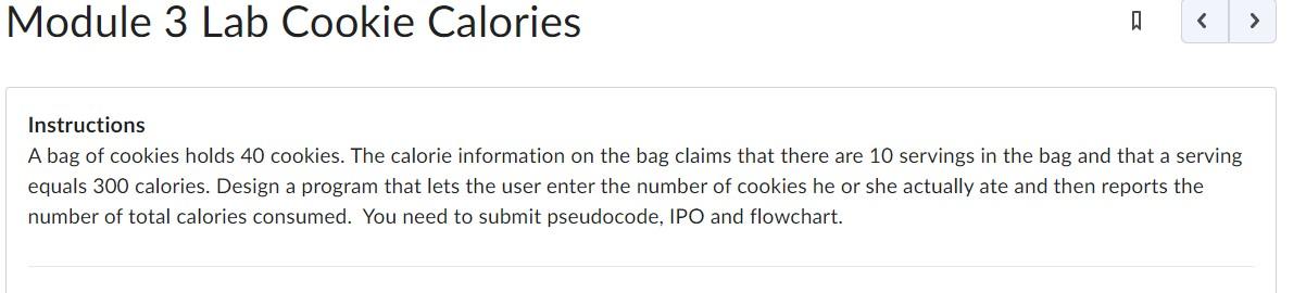 Solved Module 3 Lab Cookie Calories Instructions A bag of | Chegg.com