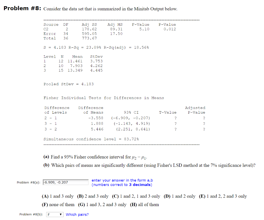 Solved Problem #8: Consider the data set that is summarized | Chegg.com
