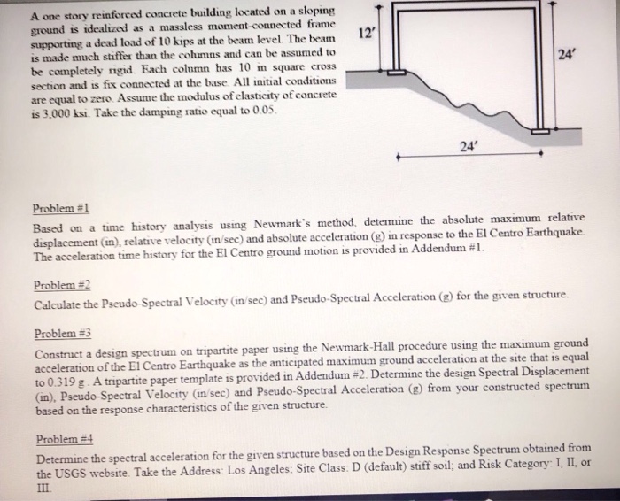 Solved A one story reinforced concrete building located on a | Chegg.com