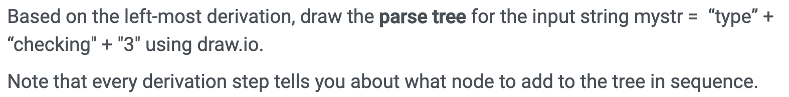 Based on the left-most derivation, draw the parse | Chegg.com