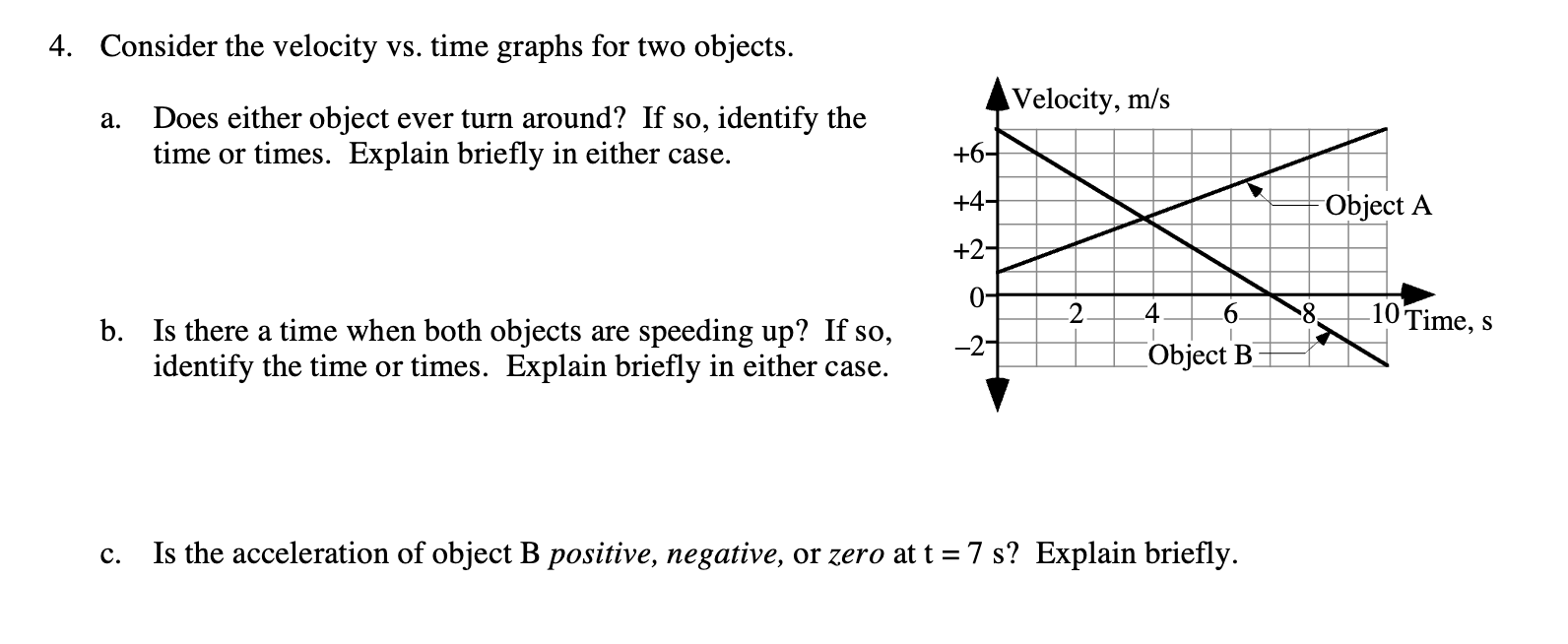 Solved 4 Consider The Velocity Vs Time Graphs For Two