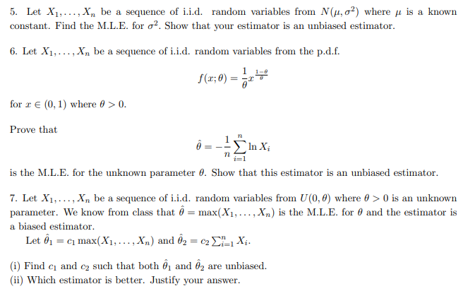 Solved is a known 5. Let X1,..., Xn be a sequence of i.i.d. | Chegg.com