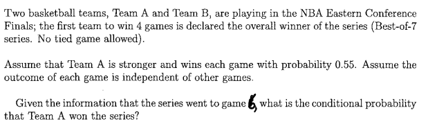Solved Two basketball teams, Team A and Team B, are playing | Chegg.com