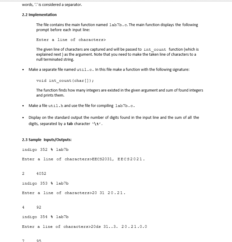 Solved words, '!' is considered a separator. 2.2 | Chegg.com