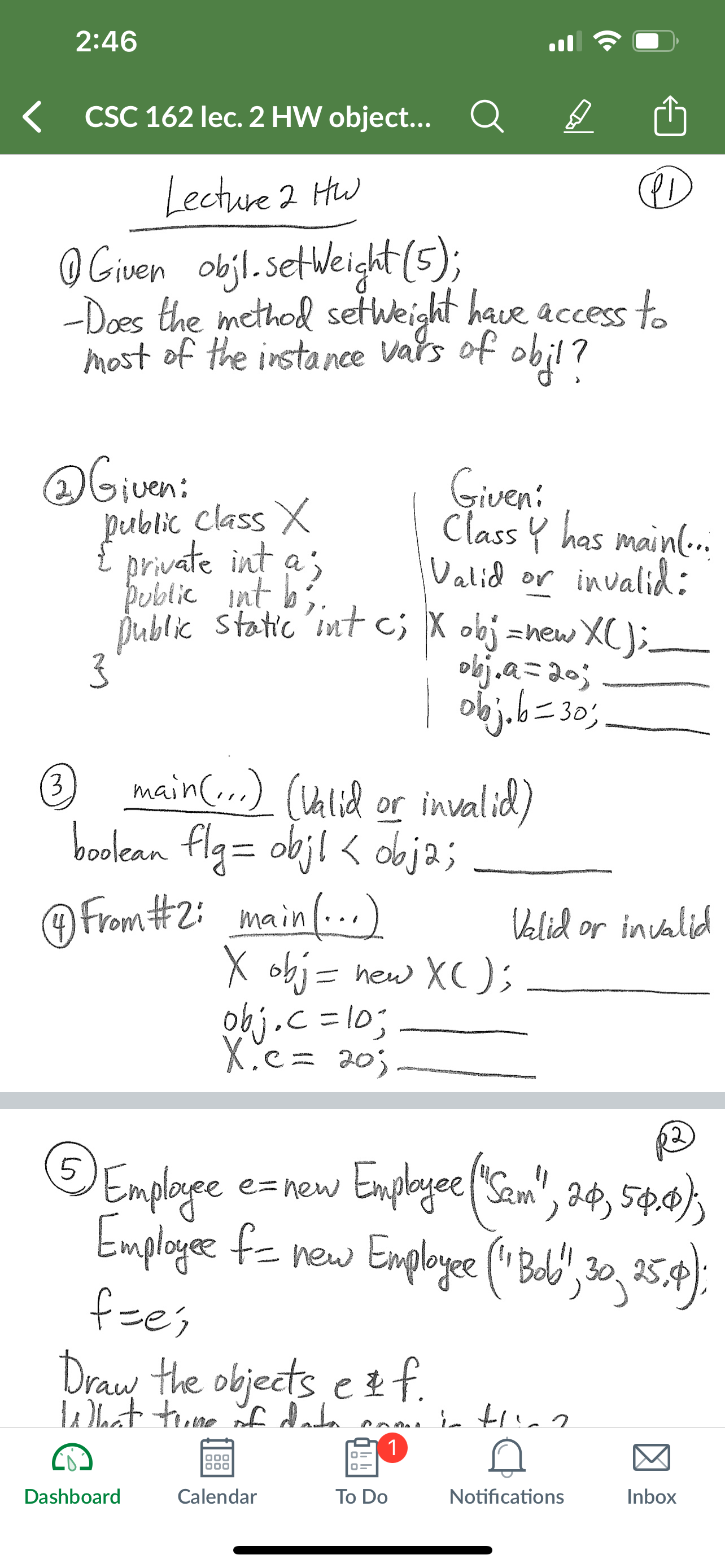 Solved Lecture 2 ﻿HW(1) ﻿Given objl.setWeight(5);Does the | Chegg.com