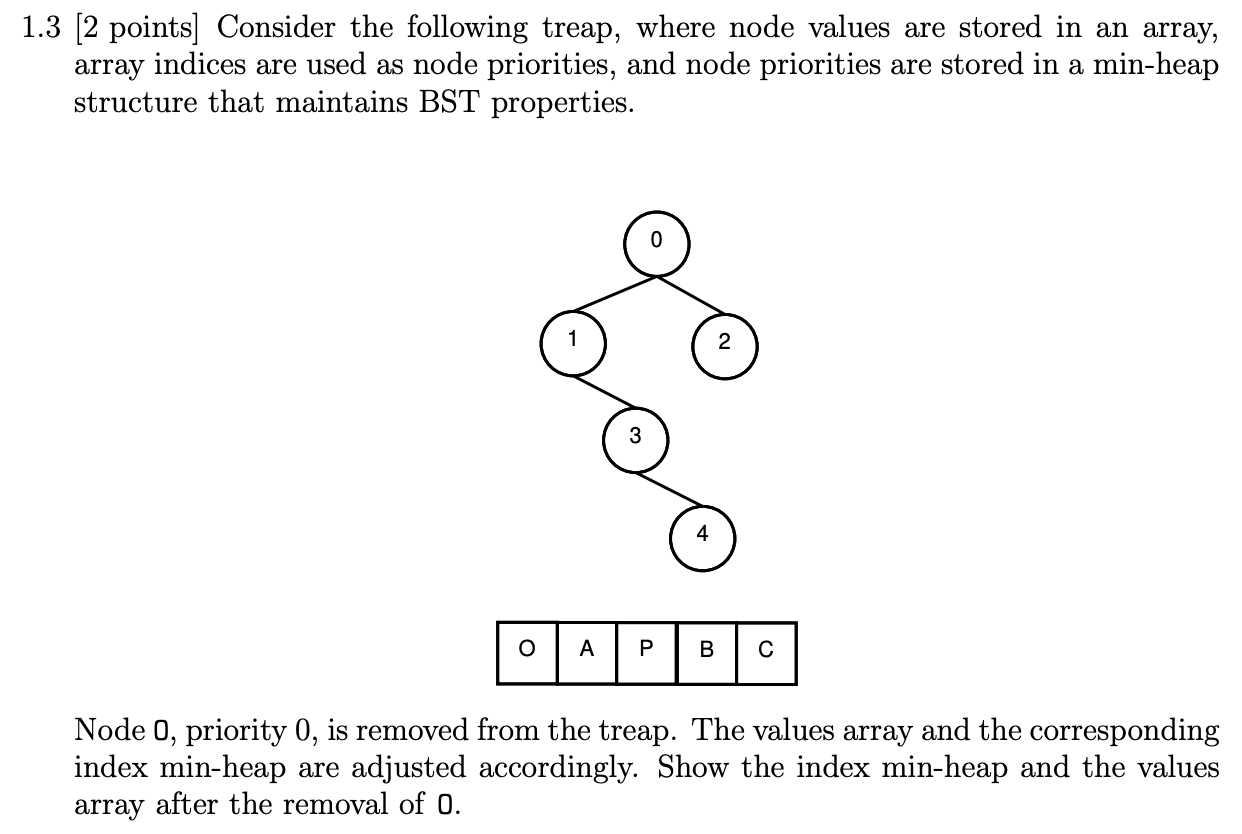 Solved 1.3 (2 points) Consider the following treap, where | Chegg.com